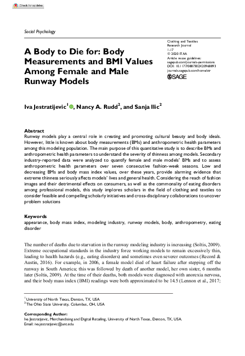 (PDF) A Body to Die for: Body Measurements and BMI Values Among Female ...