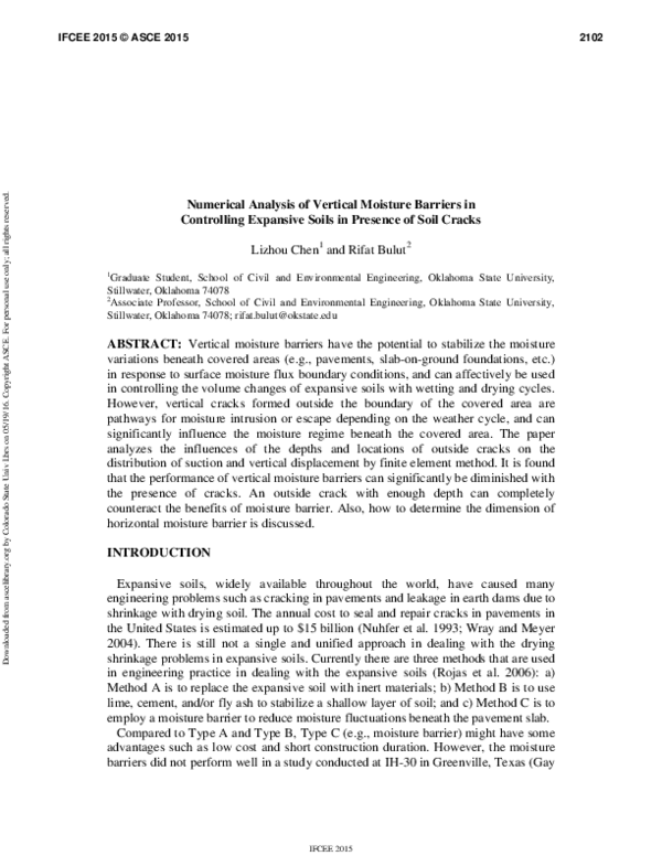 (PDF) Numerical Analysis of Vertical Moisture Barriers in Controlling Expansive Soils in ...