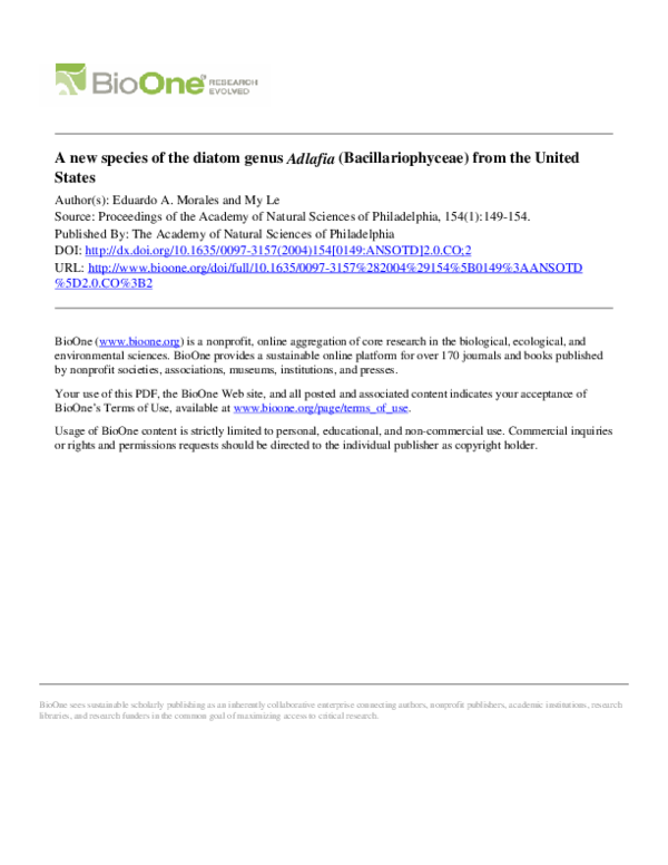 (PDF) A new species of the diatom genus Adlafia (Bacillariophyceae ...