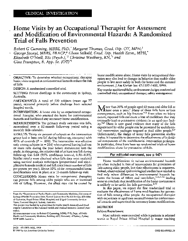 (PDF) Home Visits by an Occupational Therapist for Assessment and ...