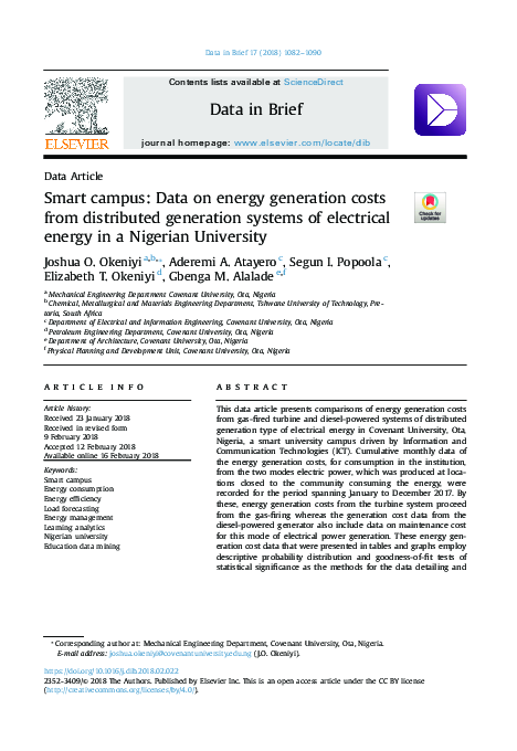 (PDF) Smart campus: Data on energy generation costs from distributed ...