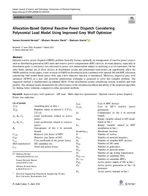 (PDF) Allocation-Based Optimal Reactive Power Dispatch Considering ...