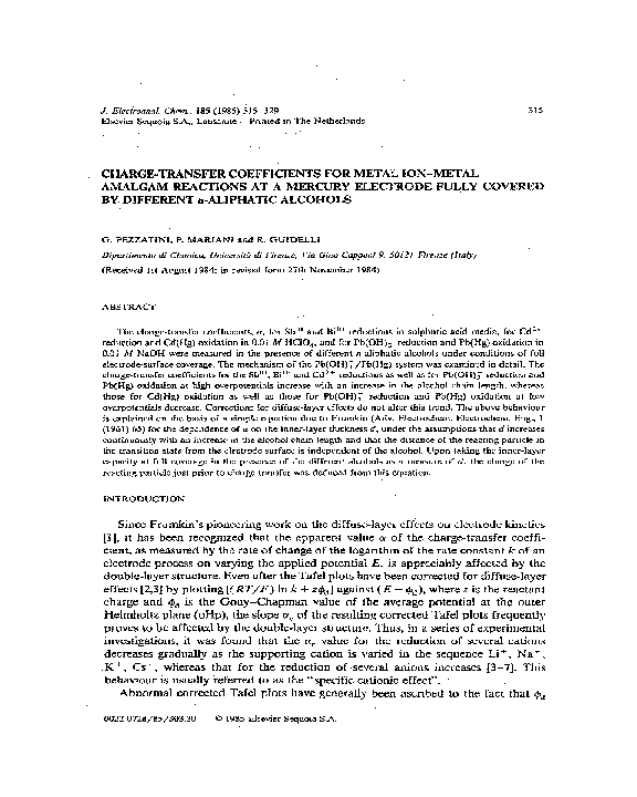 (PDF) Charge-transfer coefficients for metal ion-metal amalgam ...