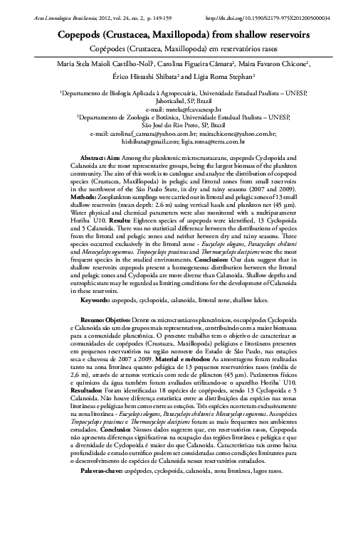 (PDF) Copepods (Crustacea, Maxillopoda) from shallow reservoirs