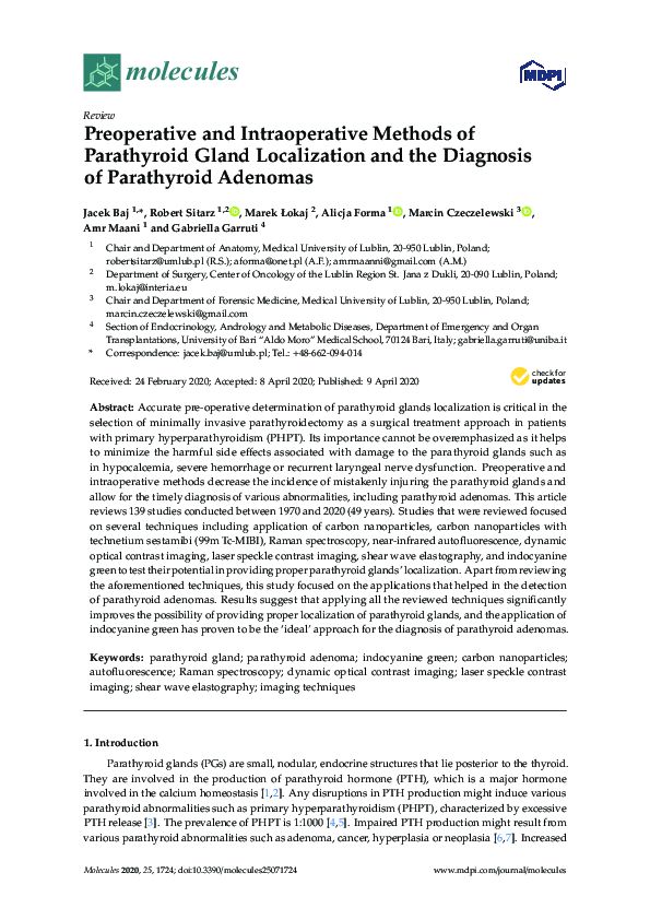 (PDF) Methods for Localizing Parathyroid Adenomas