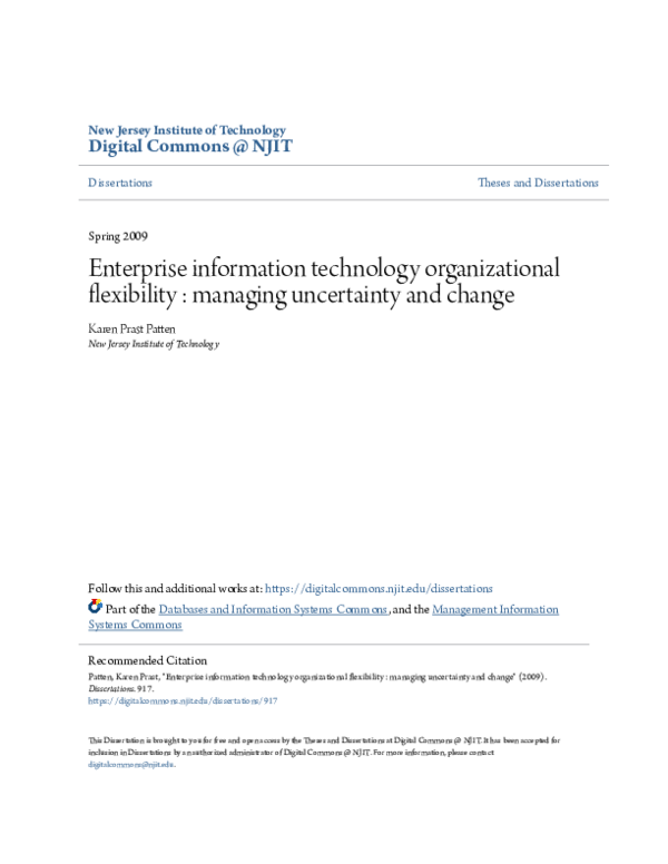 (PDF) Enterprise Information Technology Organizational Flexibility: Managing Uncertainty and Change