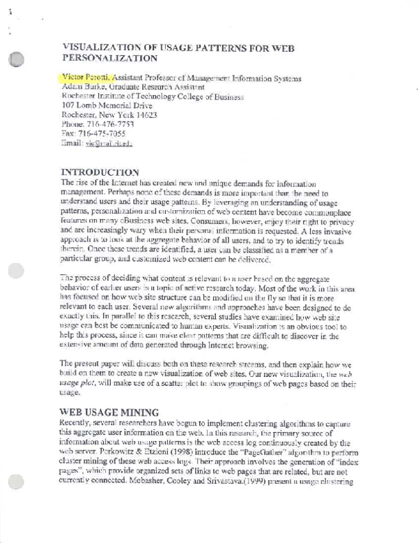 (PDF) Visualization of usage patterns for web personalization