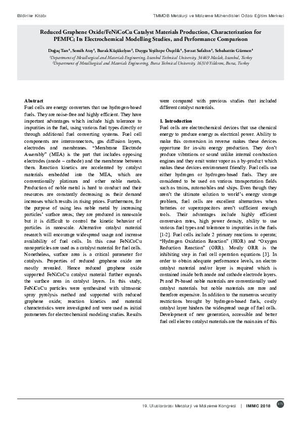 Pdf Reduced Graphene Oxide Fenicocu Catalyst Materials Production Characterization For