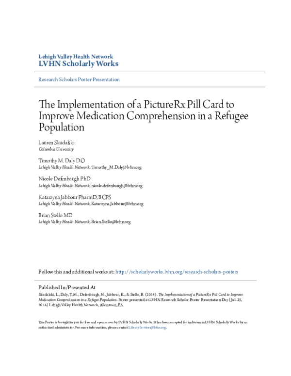 (PDF) The Implementation of a PictureRx Pill Card to Improve Medication ...