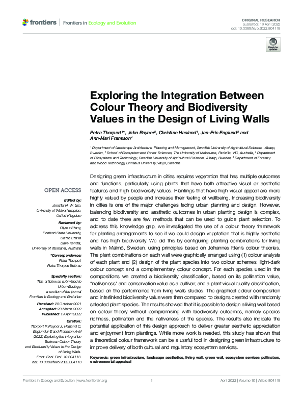 (PDF) Exploring the Integration Between Colour Theory and Biodiversity ...