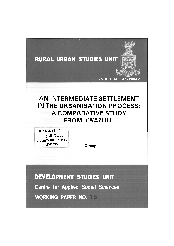 (PDF) An Intermediate Settlement In the Urbanisation Process: a ...
