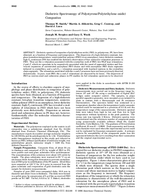 (PDF) Dielectric Spectroscopy of Polystyrene/Poly(ethylene oxide ...