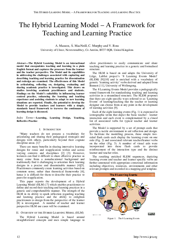 (PDF) The Hybrid Learning Model - A Framework for Teaching and Learning ...