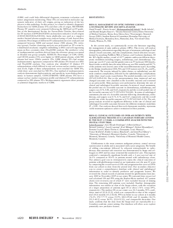 (PDF) BIOS-02. Clinical Outcomes of Over 600 Patients with Glioblastoma ...