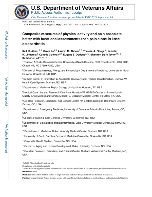 (PDF) Composite measures of physical activity and pain associate better ...