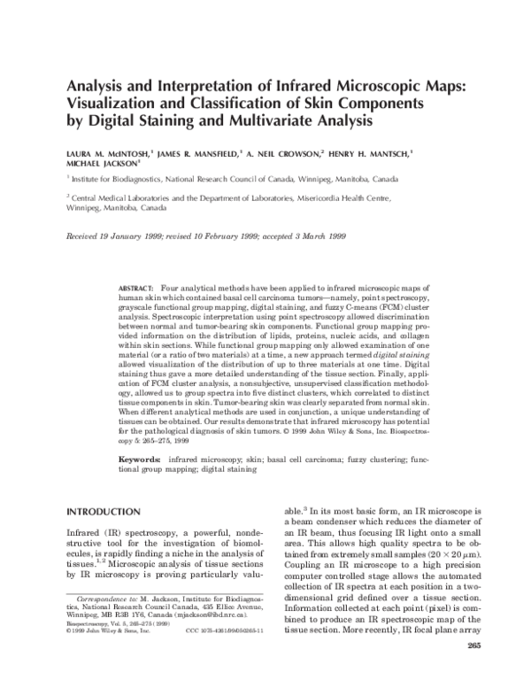(PDF) Analysis and interpretation of infrared microscopic maps: Visualization and classification ...