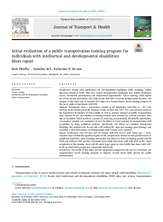 (PDF) Initial evaluation of a public transportation training program ...