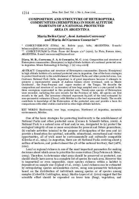(PDF) Composition and structure of heteroptera communities (hemiptera ...