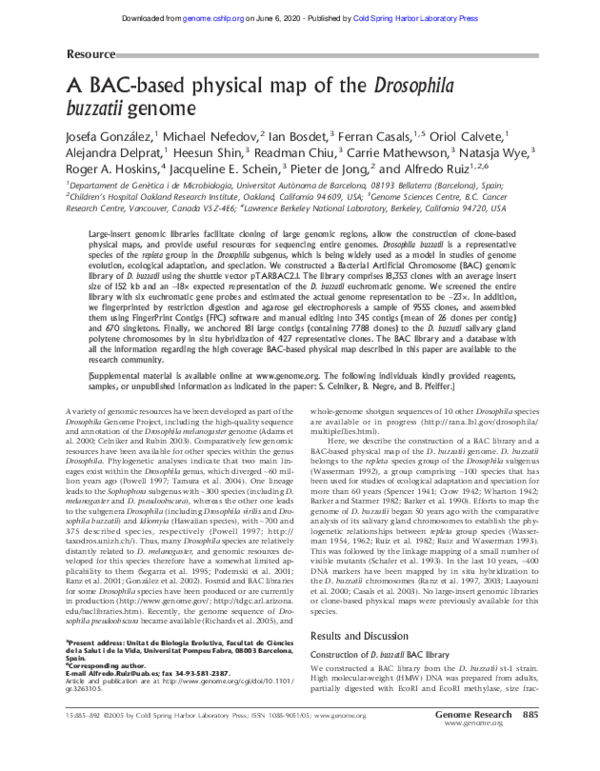(PDF) A BAC-based physical map of the Drosophila buzzatii genome ...