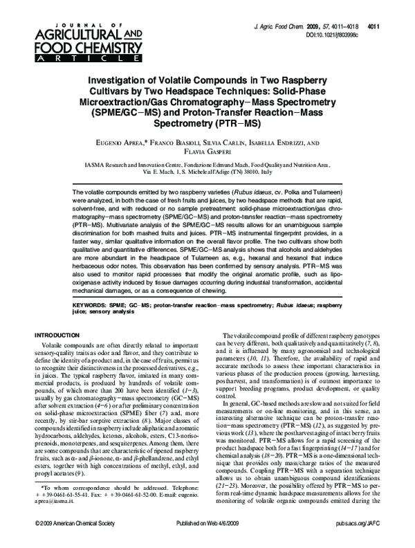 (PDF) Investigation of Volatile Compounds in Two Raspberry Cultivars by ...