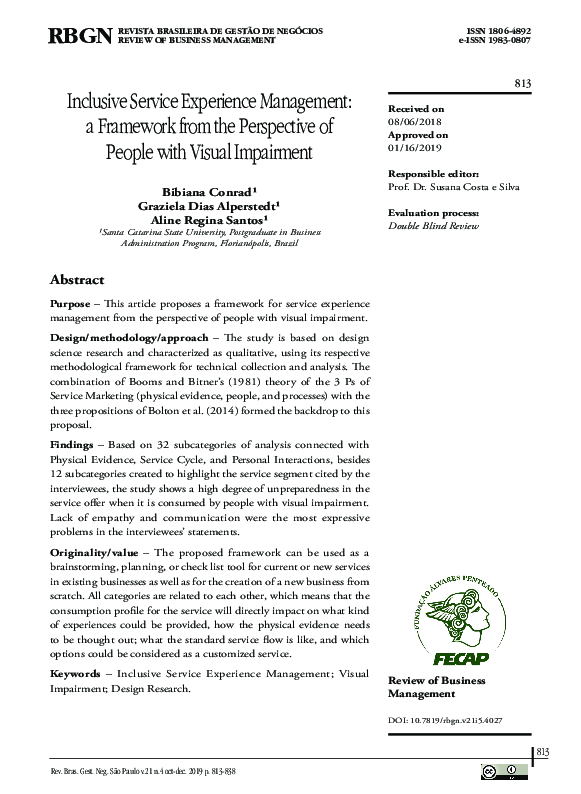 (PDF) Inclusive Service Experience Management: a Framework from the ...