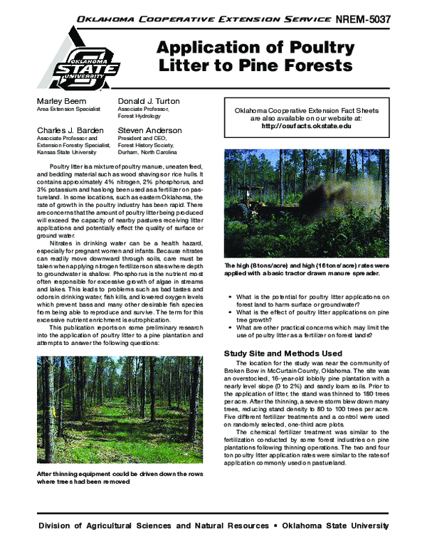 (PDF) Application of Poultry Litter to Pine Forests
