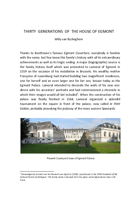 (PDF) THIRTY GENERATIONS OF THE HOUSE OF EGMONT