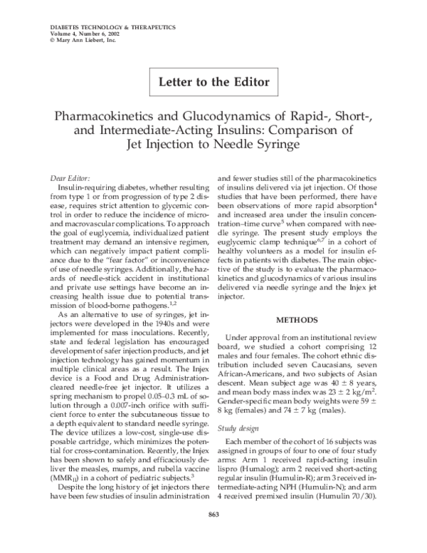 (PDF) Jet Injection vs Needle Syringe for Insulin