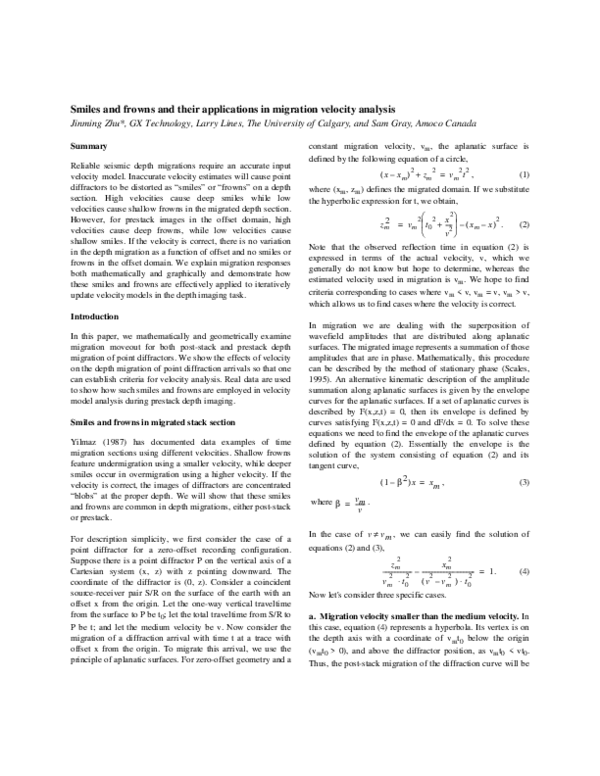 (PDF) Smiles and frowns and their applications in migration velocity ...