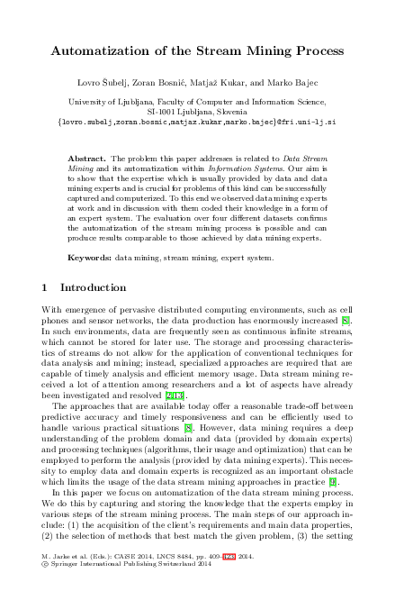 (PDF) Automatization of the Stream Mining Process