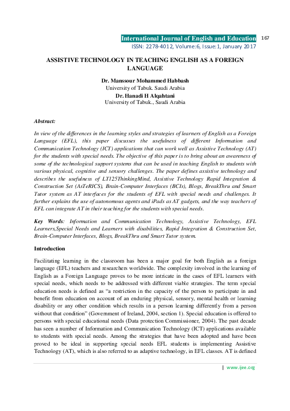 (PDF) Assistive Technology in Teaching English as a Forei GN Language