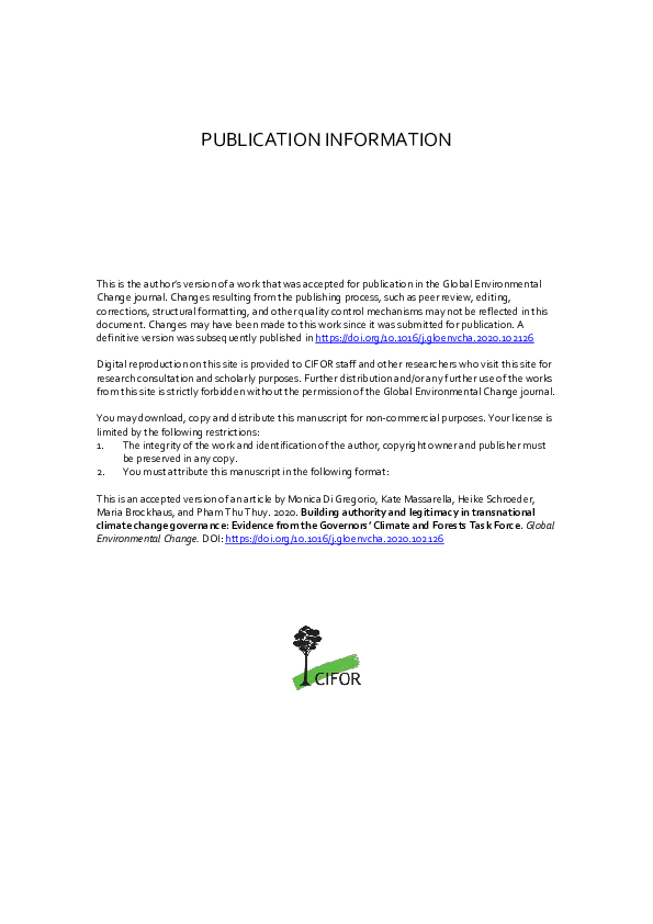 (PDF) Building authority and legitimacy in transnational climate change ...