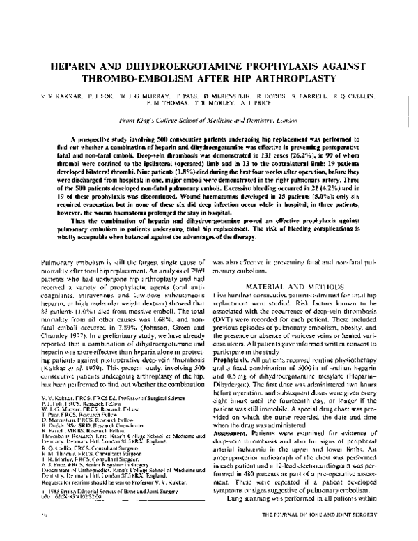(PDF) Heparin and dihydroergotamine prophylaxis against thrombo ...