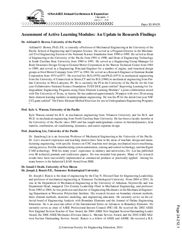 (PDF) Assessment of Active Learning Modules: An Update of Research Findings