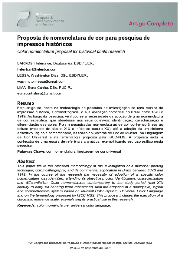 (PDF) Proposta de nomenclatura de cor para pesquisa de impressos históricos