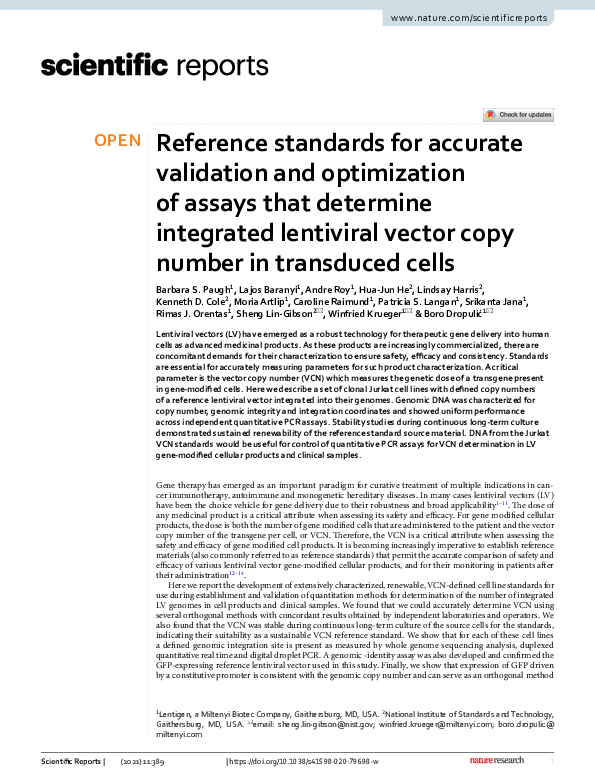 (PDF) Reference standards for accurate validation and optimization of ...
