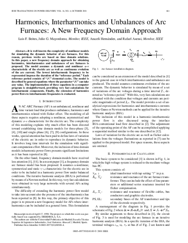 (PDF) Harmonics, interharmonics and unbalances of arc furnaces: a new frequency domain approach