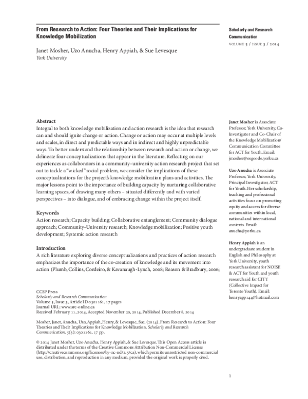 (PDF) From Research to Action: Four Theories and Their Implications for ...