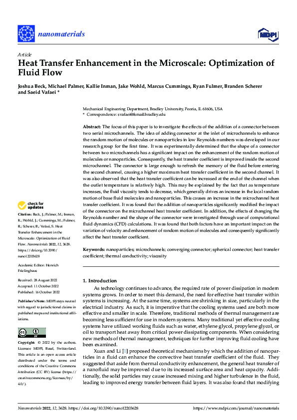 (PDF) Heat Transfer Enhancement in the Microscale: Optimization of Fluid Flow