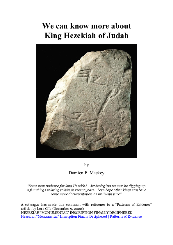 (DOC) We can know more about King Hezekiah of Judah