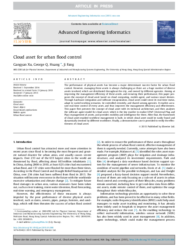 (PDF) Cloud asset for urban flood control