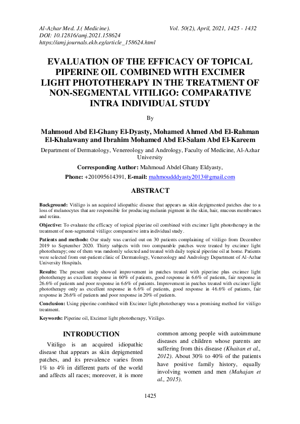 (PDF) Evaluation of the Efficacy of Topical Piperine Oil Combined with ...