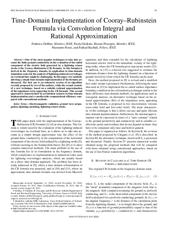 (PDF) Time-Domain Implementation of Cooray–Rubinstein Formula via Convolution Integral and ...