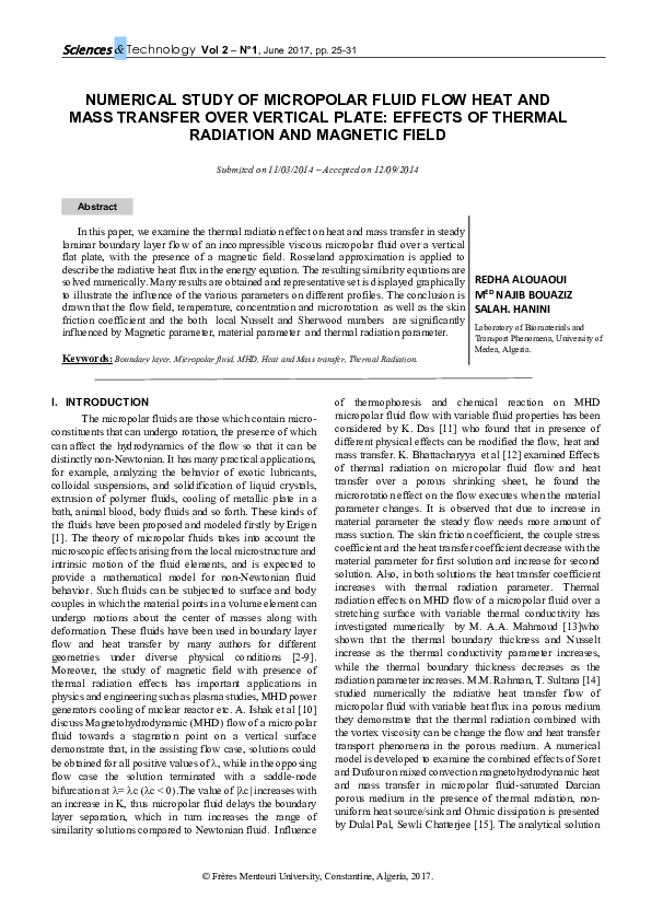 (PDF) Numerical Study of Micropolar Fluid Flow Heat and Mass Transfer Over Vertical Plate ...