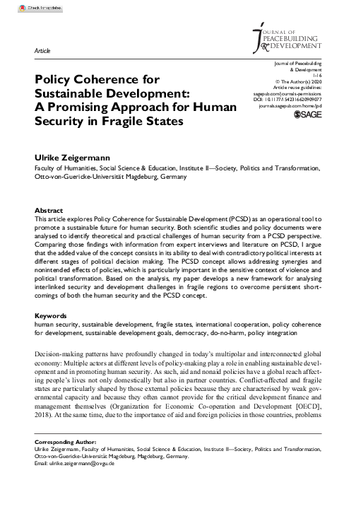 (PDF) Policy Coherence for Sustainable Development 2018