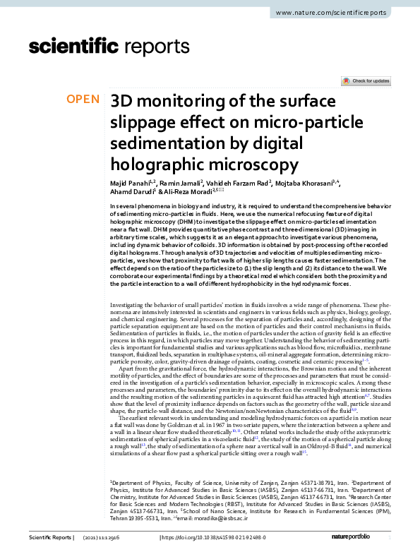 (PDF) 3D monitoring of the surface slippage effect on micro-particle ...