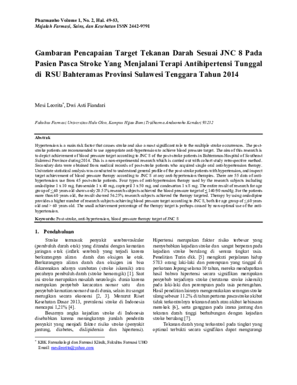 (PDF) Gambaran Pencapaian Target Tekanan Darah Sesuai JNC 8 Pada Pasien ...