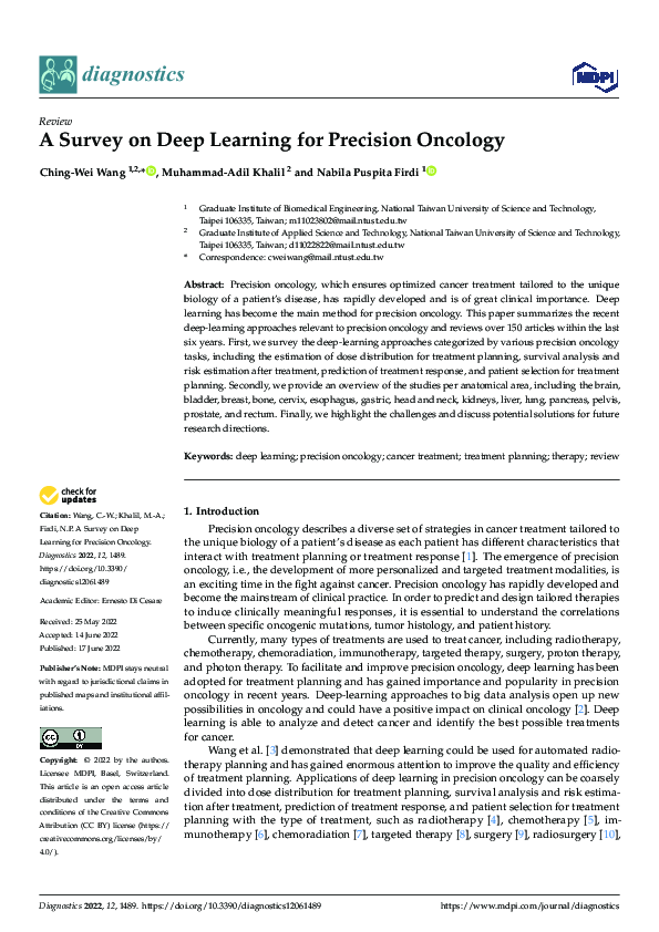 (PDF) A Survey on Deep Learning for Precision Oncology