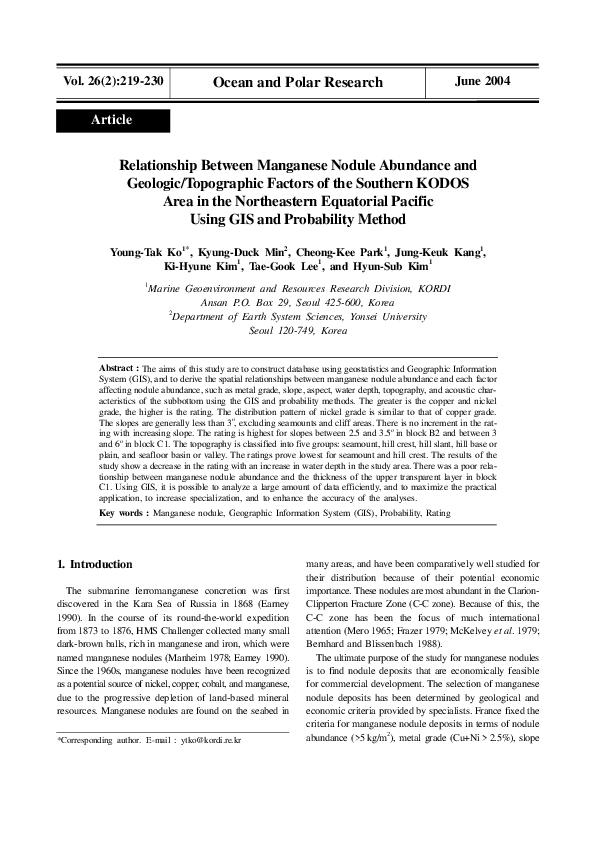 (PDF) Article Relationship Between Manganese Nodule Abundance and ...