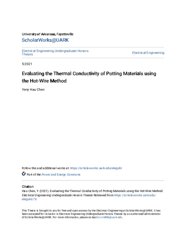 (PDF) Evaluating the Thermal Conductivity of Potting Materials using ...